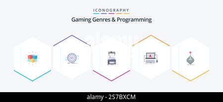 Gaming Genres And Programming 25 Flat icon pack including droid. android. motor. laptop. coding ...