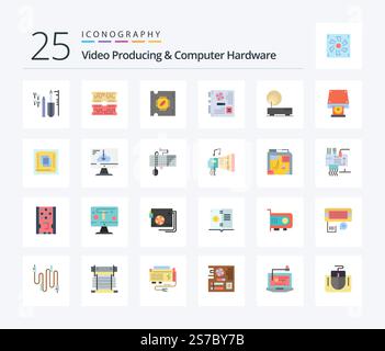 Video Producing And Computer Hardware Flat 5 Icon Pack Including ...