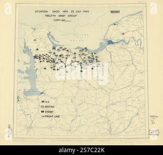 [July 1, 1944], HQ Twelfth Army Group situation map. 1944 by Allied ...