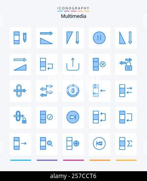 Multimedia 25 Blue icon pack including . send Stock Vector Image & Art ...