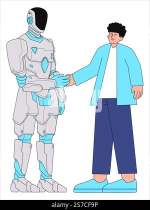 handshake icon. human machine collaboration. Handshake between a human ...