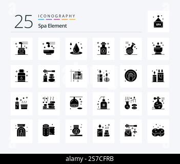 Spa Element 25 Glyph icon pack including bed. spa. hot. relax. hot Stock Vector Image & Art - Alamy