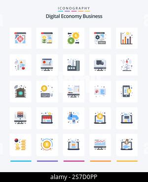 Digital Economy Business 25 Flat icon pack including . money. exchange ...