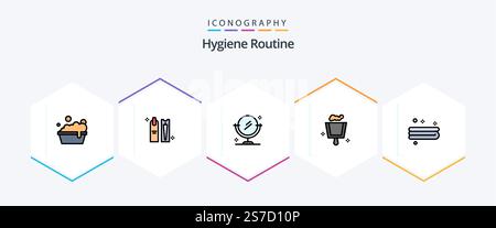Hygiene Routine 25 FilledLine icon pack including . face. clean ...