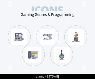 Gaming Genres And Programming Line Filled Icon Pack 5 Icon Design. pistol. gun. robotic. gloves ...