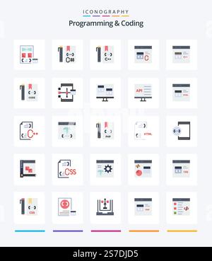 Coding And App Development 25 Flat icon pack including notepad. book. development. document ...