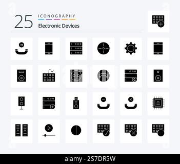 Electronic devices glyph icon set, media symbols collection, vector ...