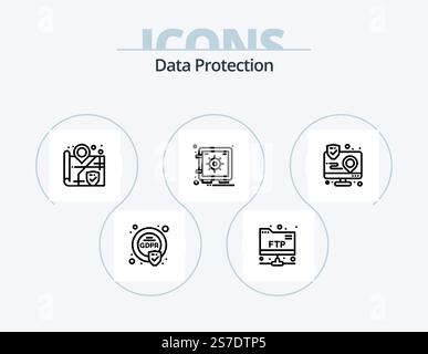 Data Protection Line 5 Icon Pack Including . security. signature ...