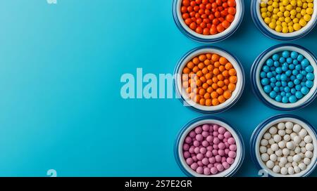 Colorful of Peptide Chains on Labeled Plates,Showcasing Therapeutic and ...