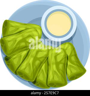 Top view dolma icon cartoon vector. Food cuisine. Dinner leaf Stock ...
