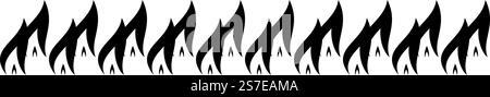Burning fire flame row icon black color vector illustration image flat ...