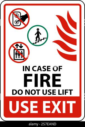 In Case of Fire Do Not Use Lift Sign Stock Vector Image & Art - Alamy