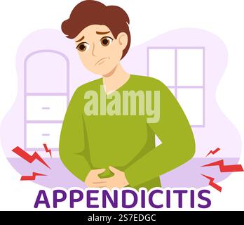 Appendicitis Illustration with Inflammation of the Appendix and Stomach ...