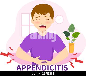 Appendicitis Illustration with Inflammation of the Appendix and Stomach ...