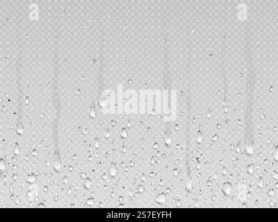 Realistic dripping drops flow down background. Rain dropping, water ...