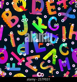 Funny alphabet pattern. scary letters and characters on different ...