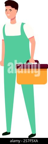 Service man with toolbox icon cartoon vector. Air conditioner. Home ...