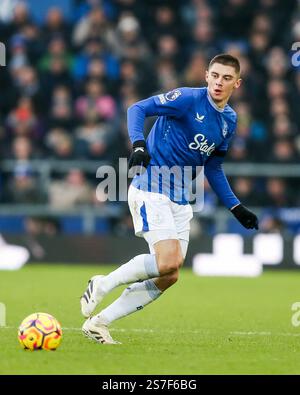 Vitaliy Mykolenko of Everton passes the ball during the Premier League ...