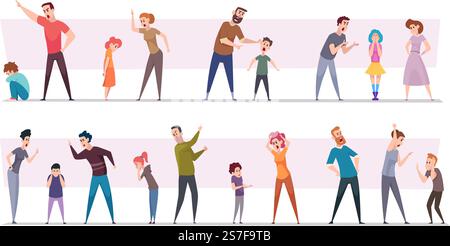 Angry family. Bad parents scream relationship aggressive father and ...