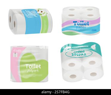 Toilet paper package design. Absorbent hygienic paper soft towels rolls ...