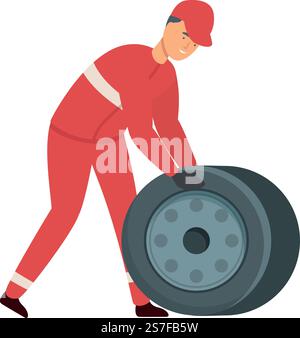 Pit stop man icon cartoon vector. Race car. Auto racer. Pit stop man ...