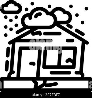 destroy world line icon, outline symbol, vector illustration, concept ...