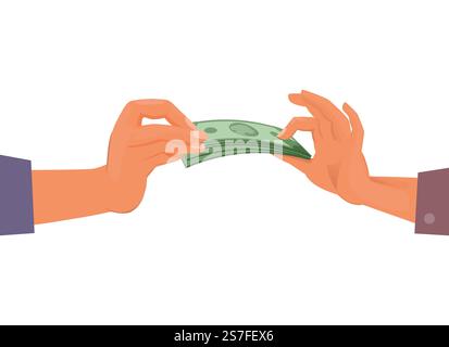 Money in hands. people transmit money one to another. Vector concept ...