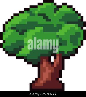 Pixelated tree with foliage and branches, 8 bit Stock Vector Image ...
