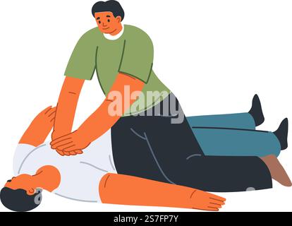 A vector illustration of a doctor giving CPR to a patient Stock Vector ...