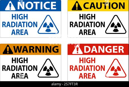 Caution High Radiation Area Sign On White Background Stock Vector Image ...