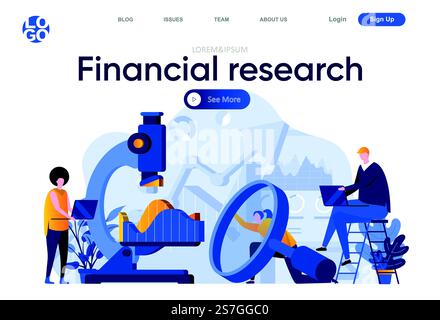 Financial consulting adaptive landing page flat color vector template ...
