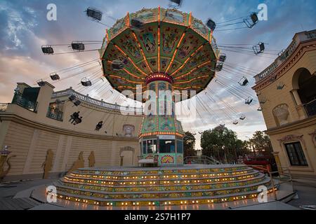 The giant swing ride at the Prater amusement park in Vienna, Austria ...