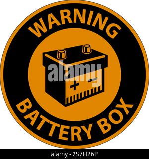 Warning Battery Box with Icon Sign On White Background Stock Vector ...