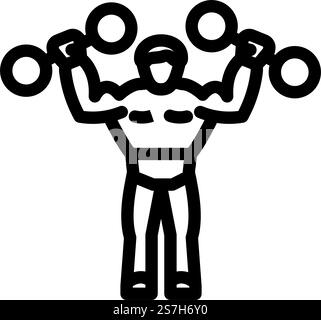 circus strongman carnival show line icon vector illustration Stock ...
