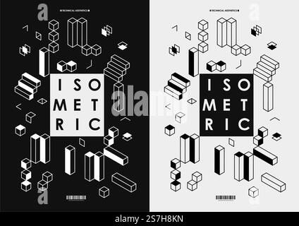 Abstract dark isometric posters for Web Design, Print, Presentation ...