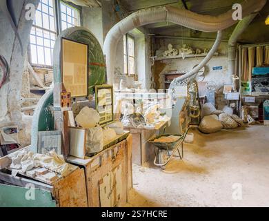 Workshop of gypsum alabaster rock in Volterra, Italy, Tuscany region ...