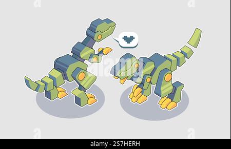 Mechanical T-rex cartoon illustration. Dinosaur robot mascot design ...