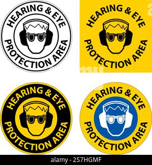 Hearing and Eye Protection Sign On White Background Stock Vector Image ...