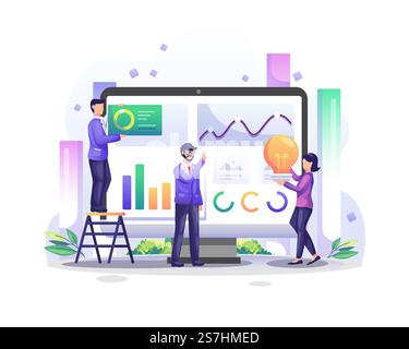Woman analyzes charts Stock Vector Image & Art - Alamy