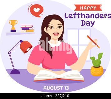 Happy LeftHanders Day Celebration Vector Illustration with Raise ...