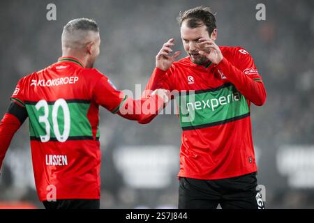 NIJMEGEN - (l-r) Bryan Linssen of NEC Nijmegen, Thomas Ouwejan of NEC ...