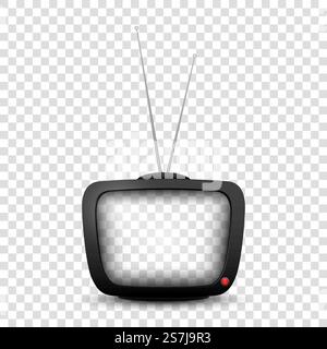 Vector retro television mock up isolate on transparent grid Stock ...