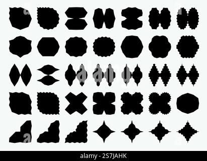 Black brutalist forms with curvy and jagged borders Stock Vector Image ...