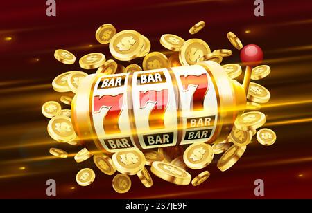 Slots 777 banner, golden coins jackpot, Casino 3d cover, slot machines ...