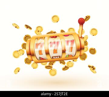 Golden slot machine wins the jackpot. 777 Big win concept. Casino ...