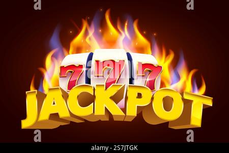 Burning slot machine wins wins the jackpot. Fire casino concept. Hot ...