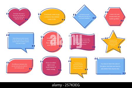 Quote text box. Vector. Quotations frame. Set of info comments and ...