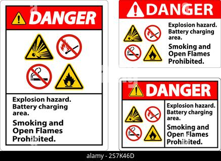 Danger Sign Explosion Hazard, Battery Charging Area, Smoking And Open ...