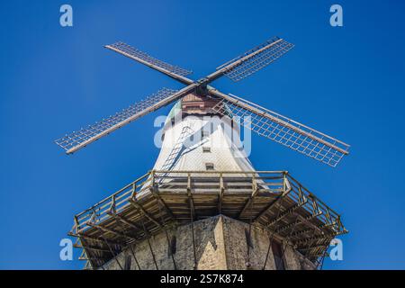 Historic german windmill reaching for the sky on a bright sunny day ...