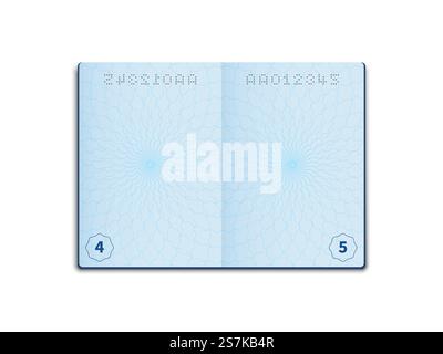 Passport mockup. Realistic blank open pages paper with watermark foreign passport, document ...